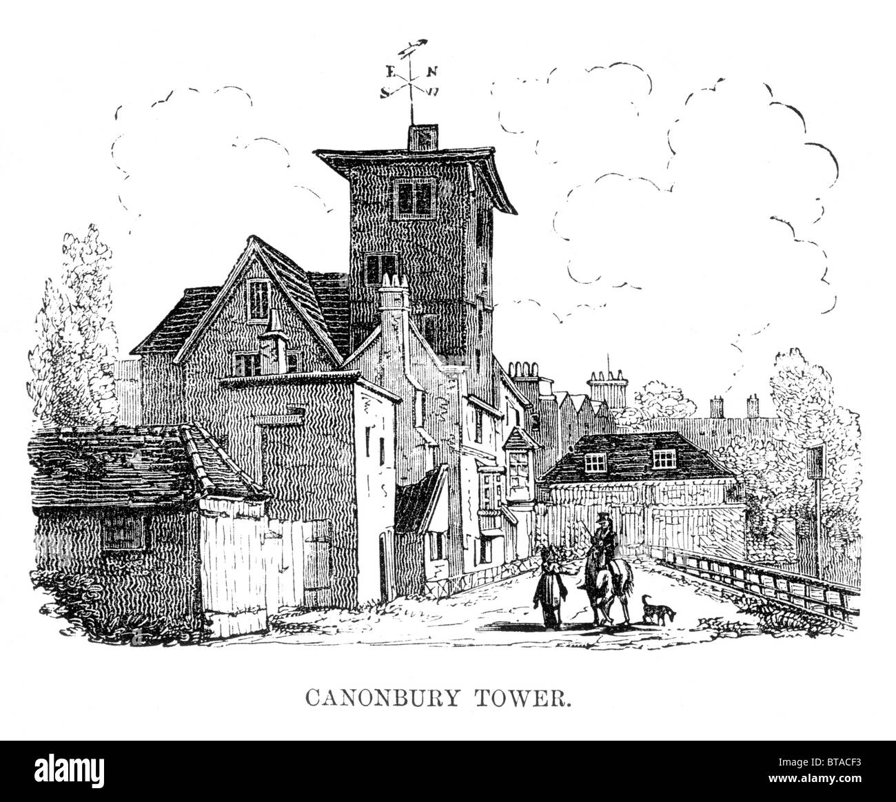 Canonbury Tower, Islington, London in the 19th century; Black and White Illustration from ...