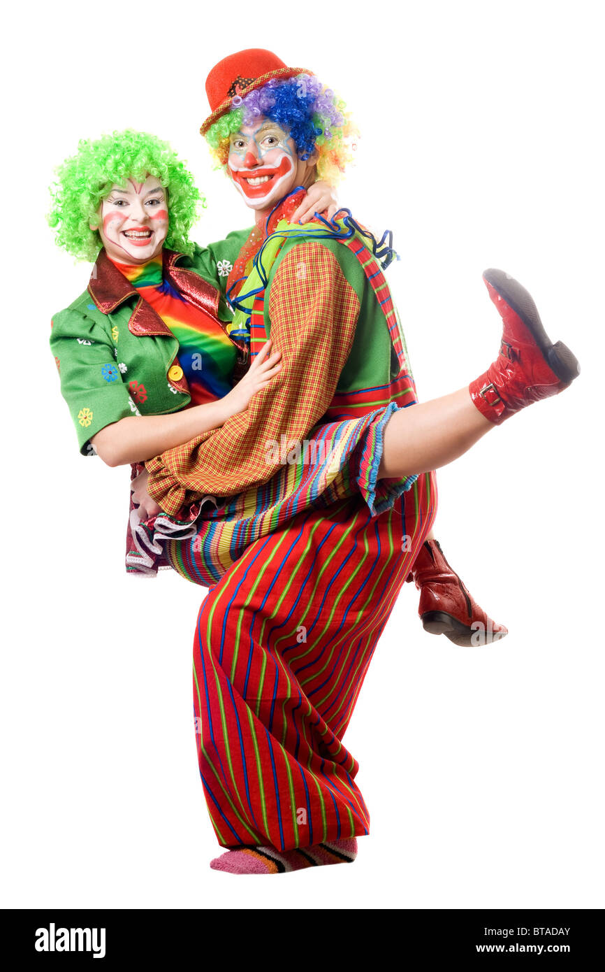 funny couple of circus clowns Stock Photo - Alamy