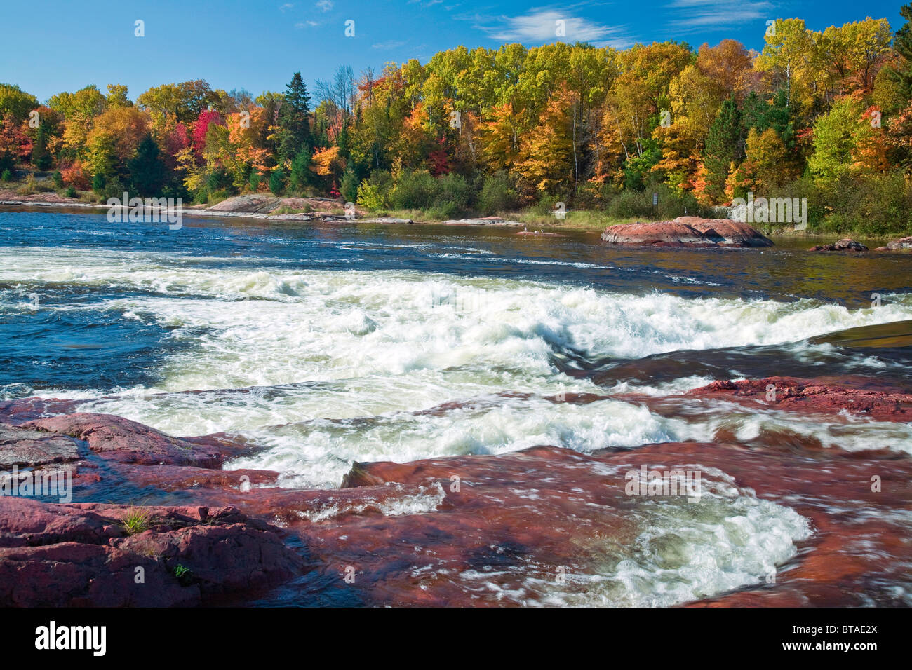 Colorful Trees and Rocks at Mississagi River and Rapids in the Autumn ...