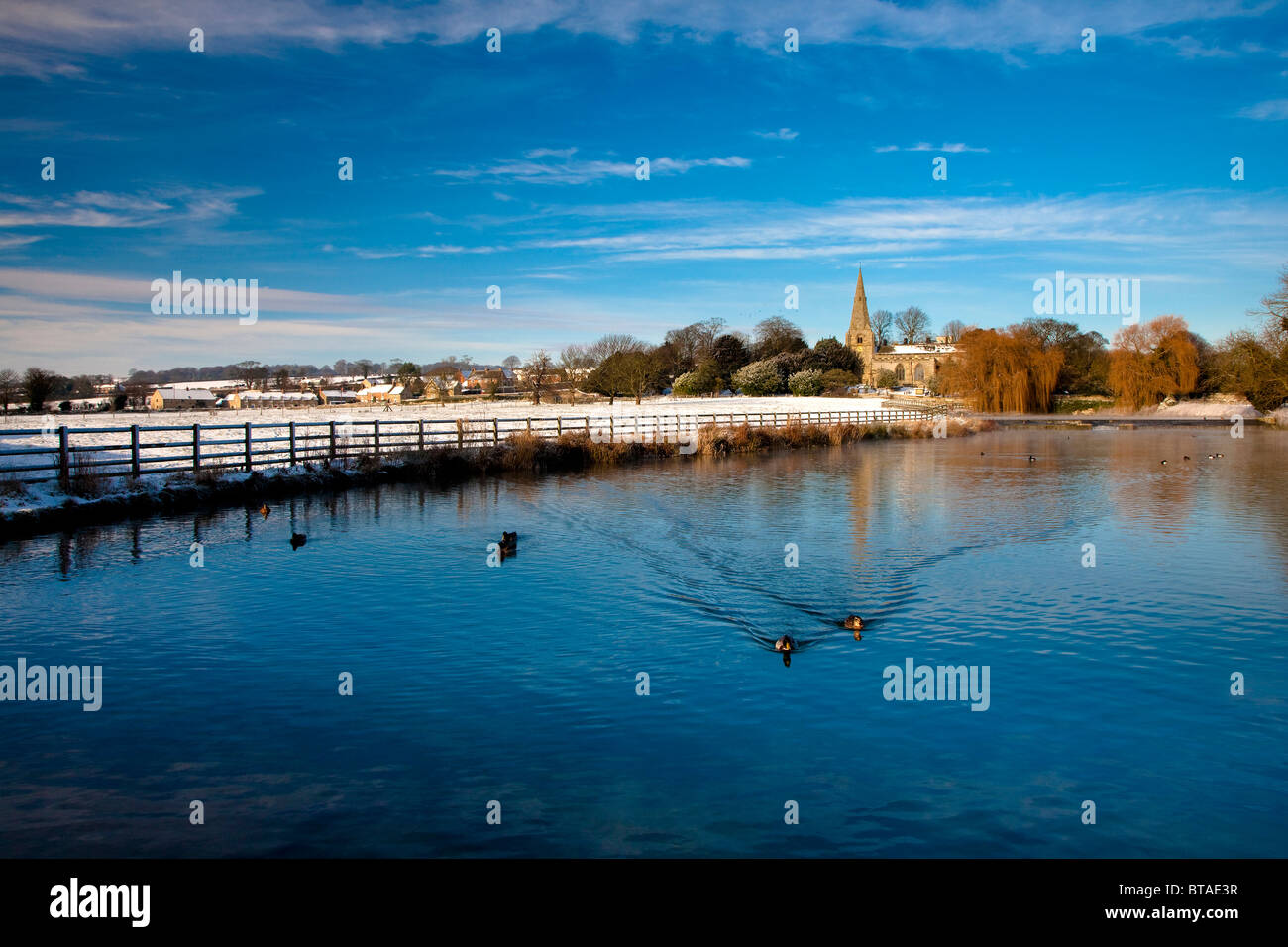 The Village Pond in Winter, Brompton by Sawdon near Scarborough, North ...