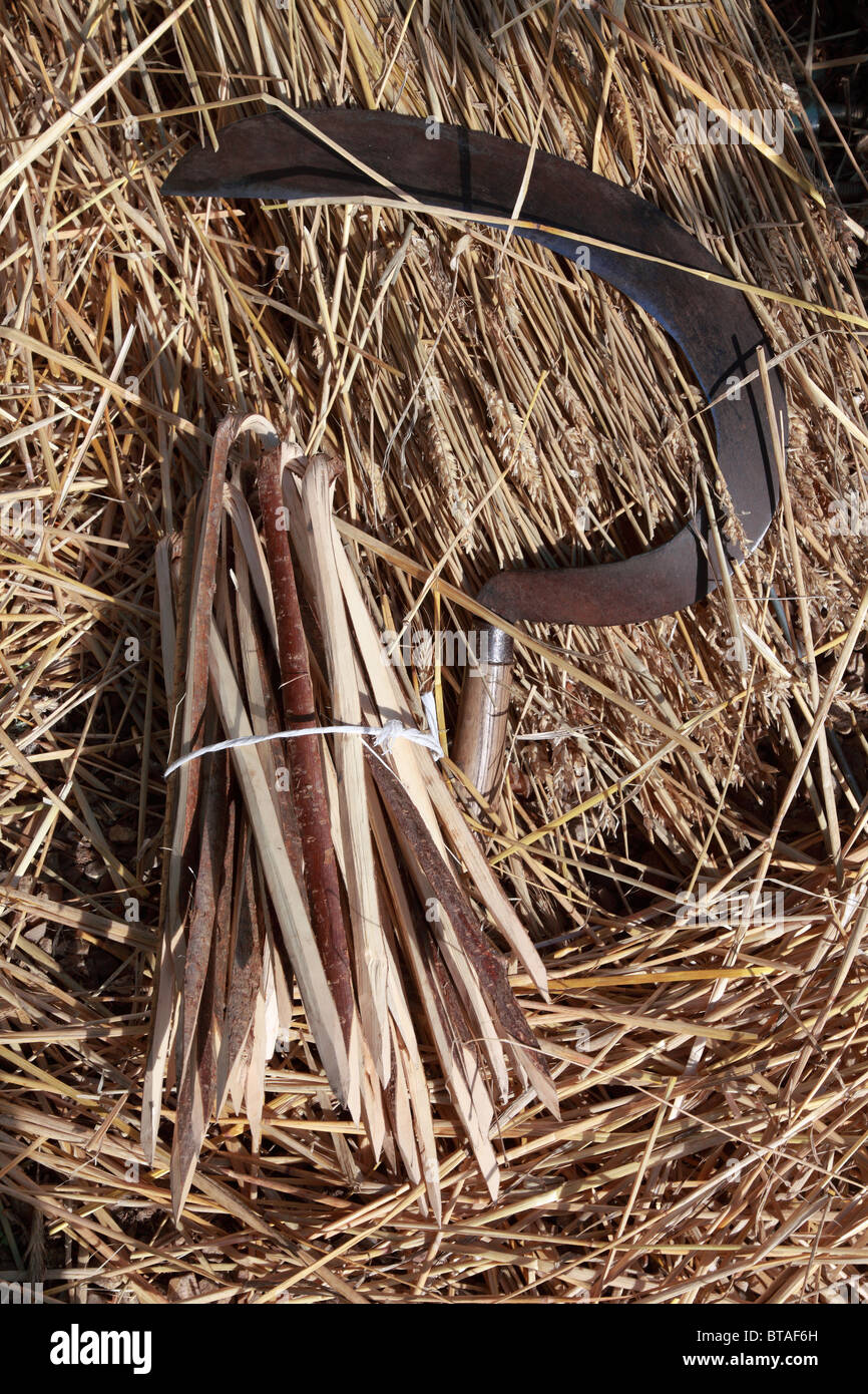 Thatching tools, Devon, England Stock Photo - Alamy