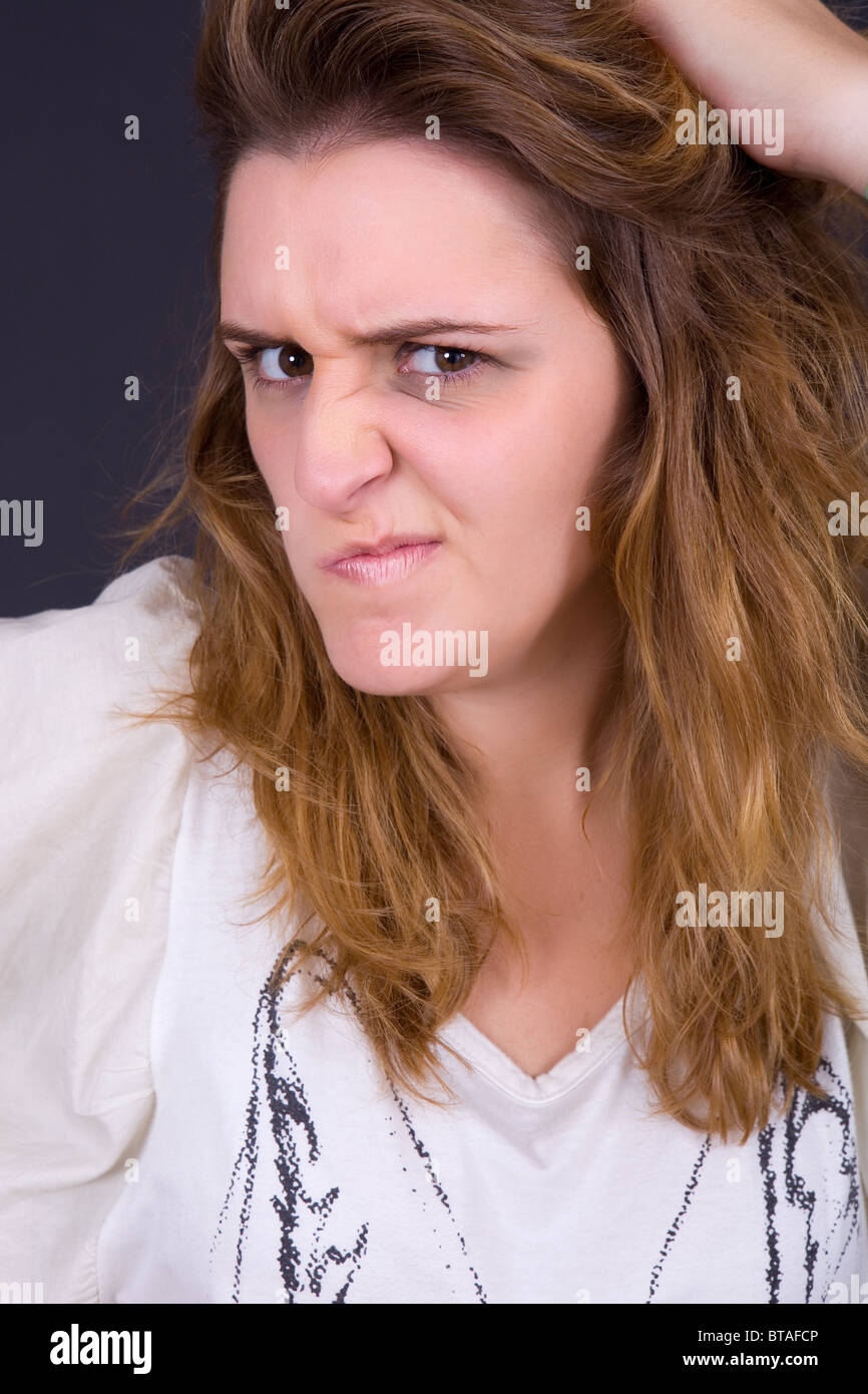 an young crazy woman close up portrait Stock Photo - Alamy
