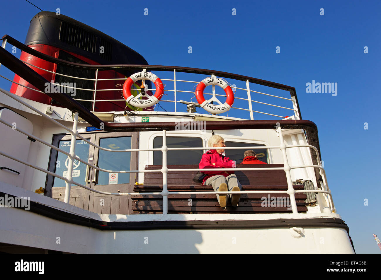 Mersey ferries ferry Royal Daffodil on the river Mersey with Liverpool ...