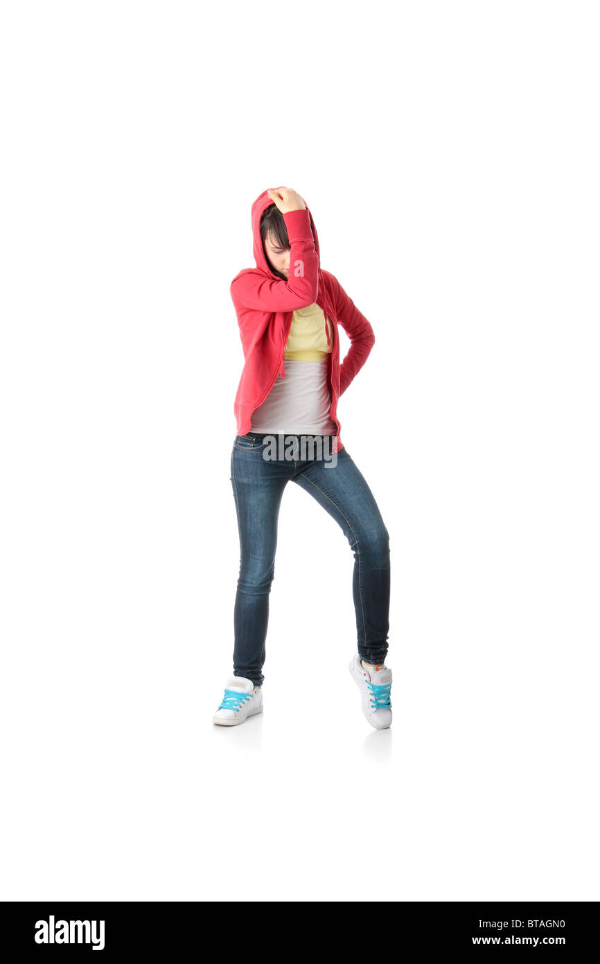 Young pop dancer, isolated on white background Stock Photo - Alamy