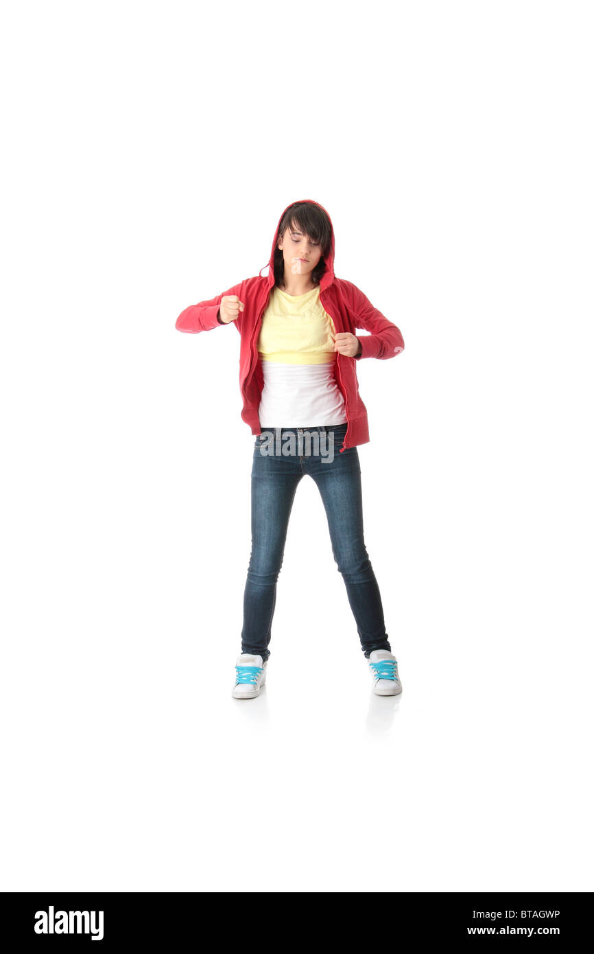 Young pop dancer, isolated on white background Stock Photo - Alamy