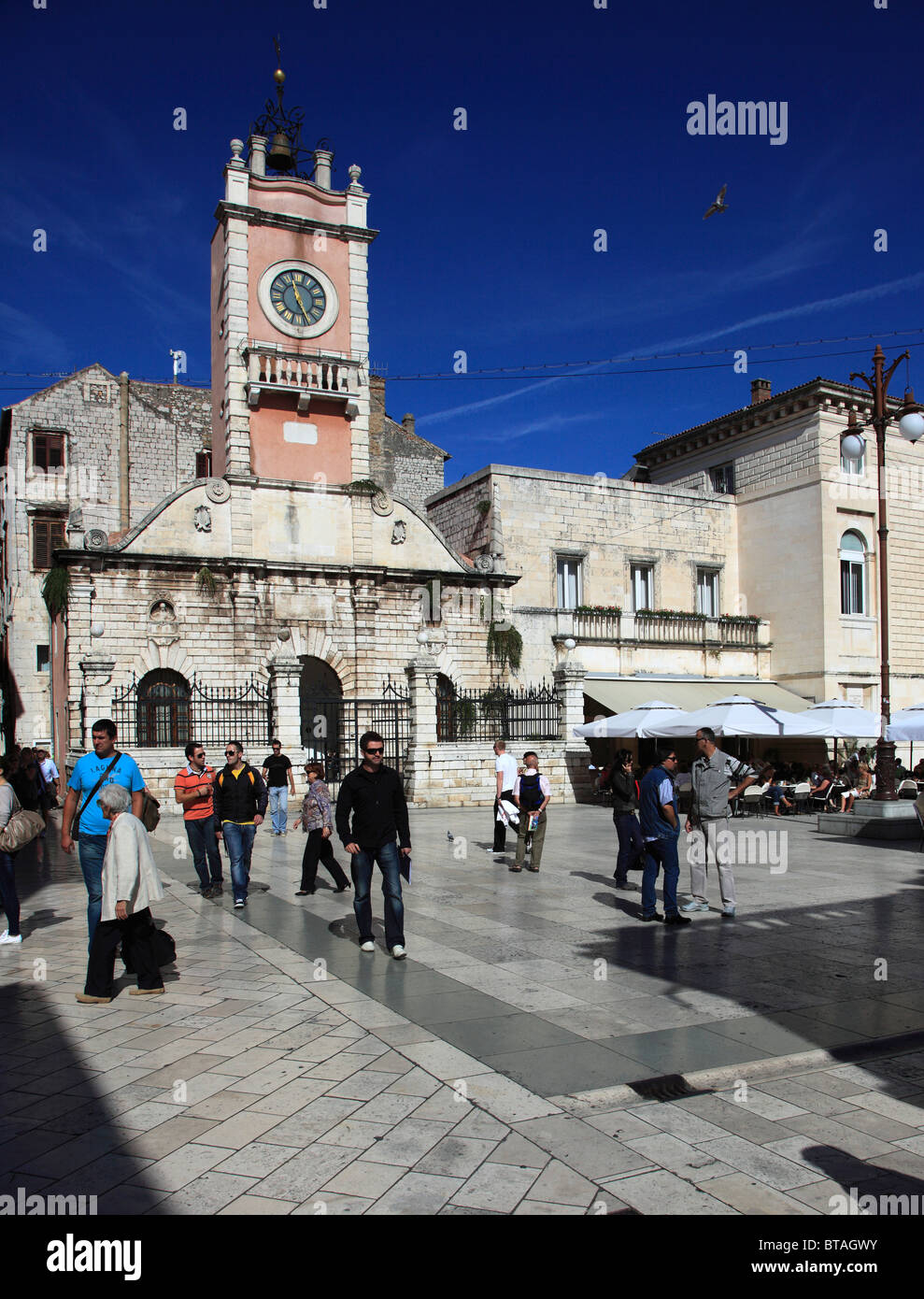 Croatia, Zadar, People's Square, City Sentinel, Clock Tower, people ...
