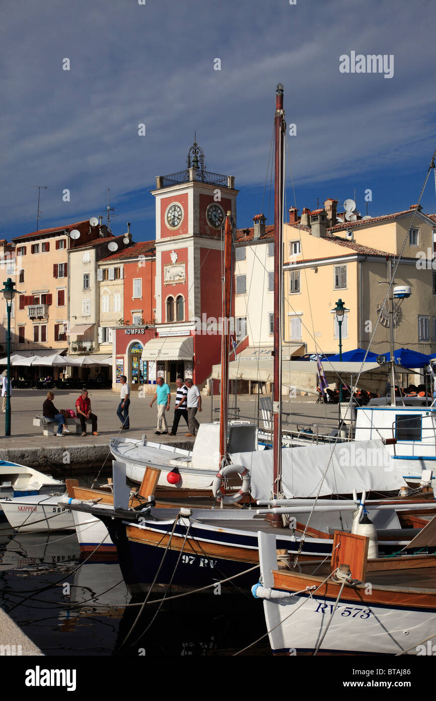 Croatia, Istria, Rovinj, harbour, clock tower Stock Photo - Alamy