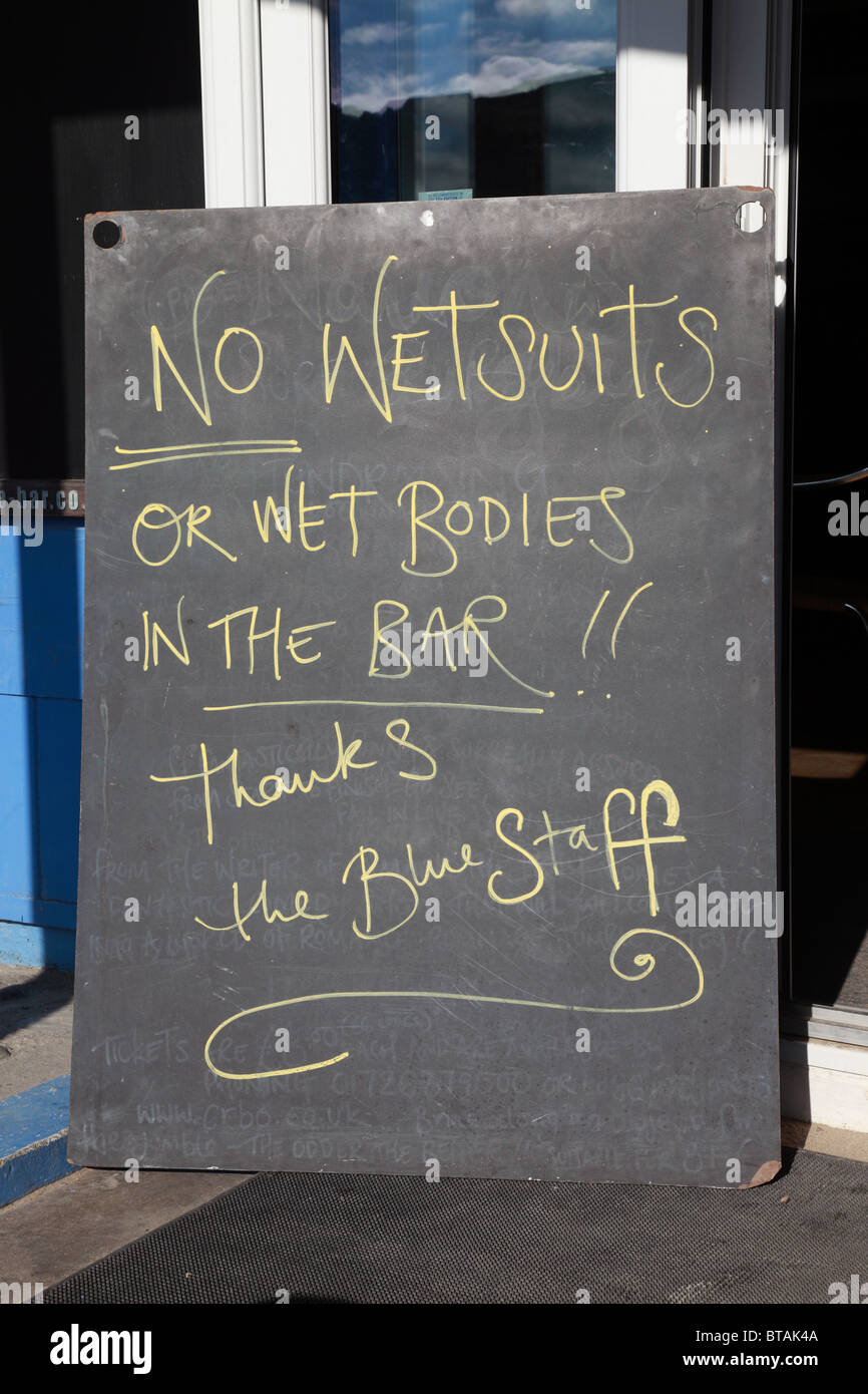 No wetsuits sign, Cornwall Stock Photo - Alamy