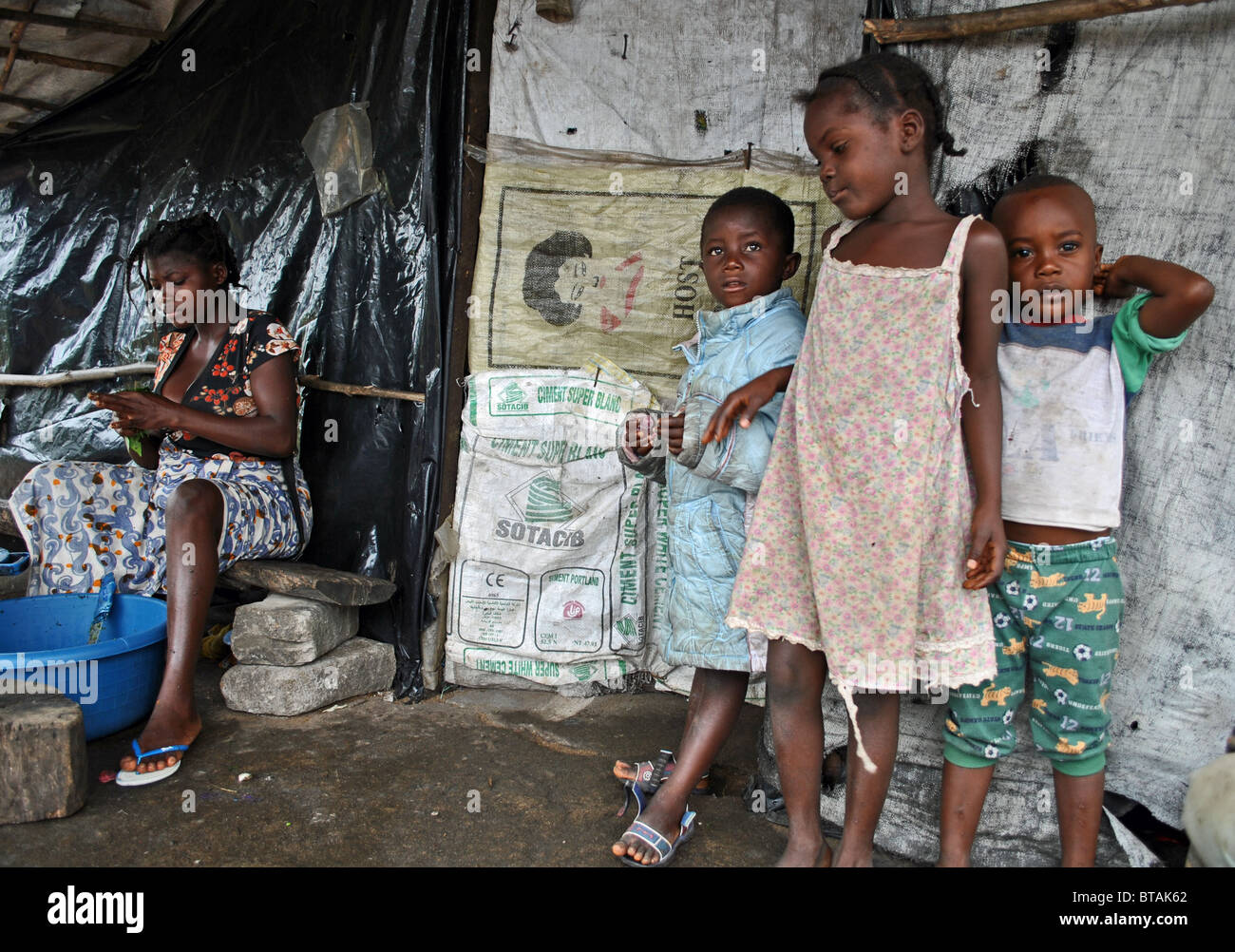Liberian refugee family in Tabou Transit Camp, Ivory Coast, West Africa ...