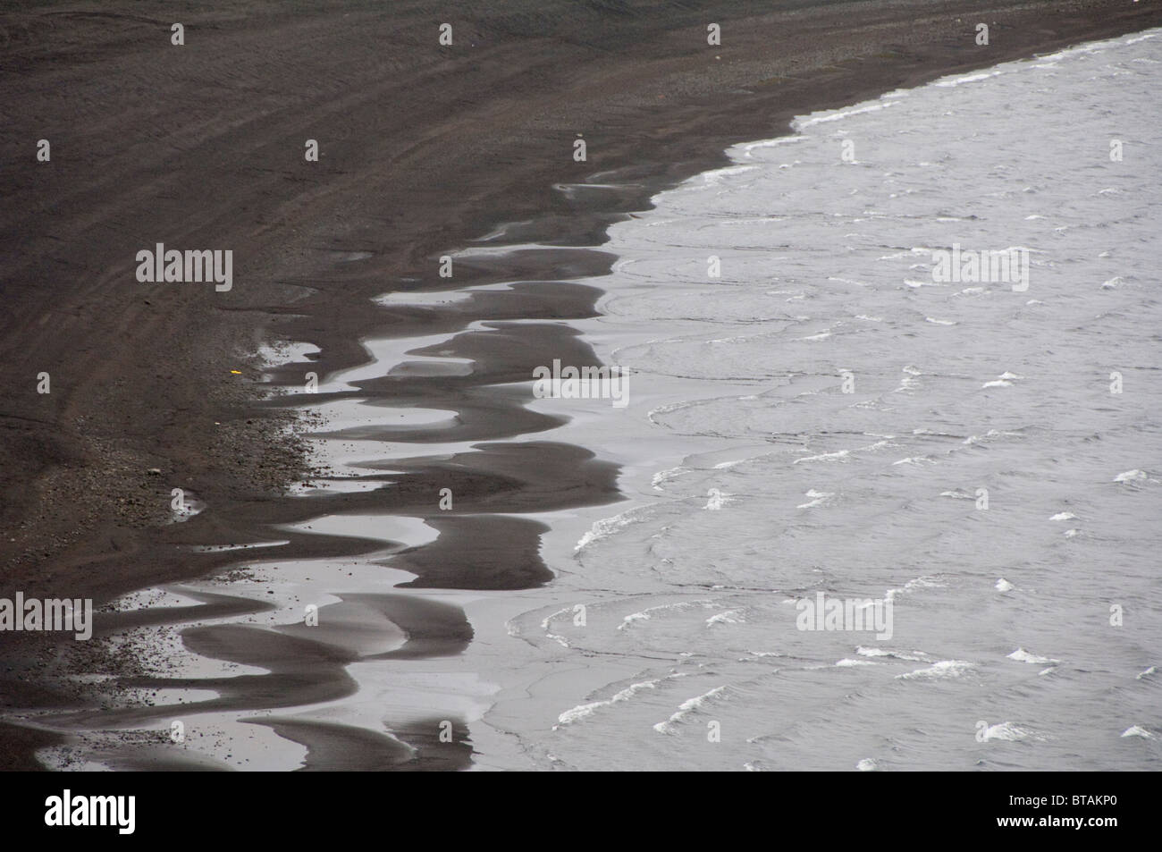 Iceland, Reykjanes Peninsula, Kleifarvatn. Black sand beach of the ...