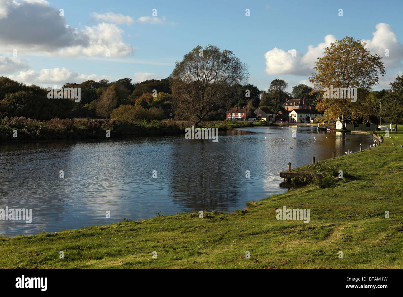 After the tourists have left. Autumnal view of the River Bure at ...