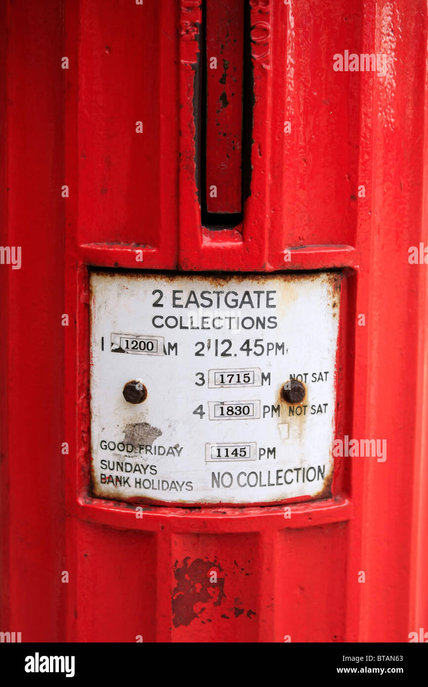 Royal Mail pillar box in Warwick. Cast in 1856 in the shape of a doric ...