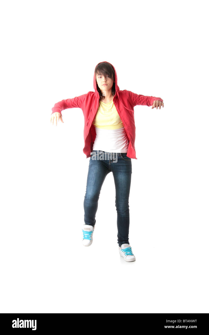 Young pop dancer, isolated on white background Stock Photo - Alamy