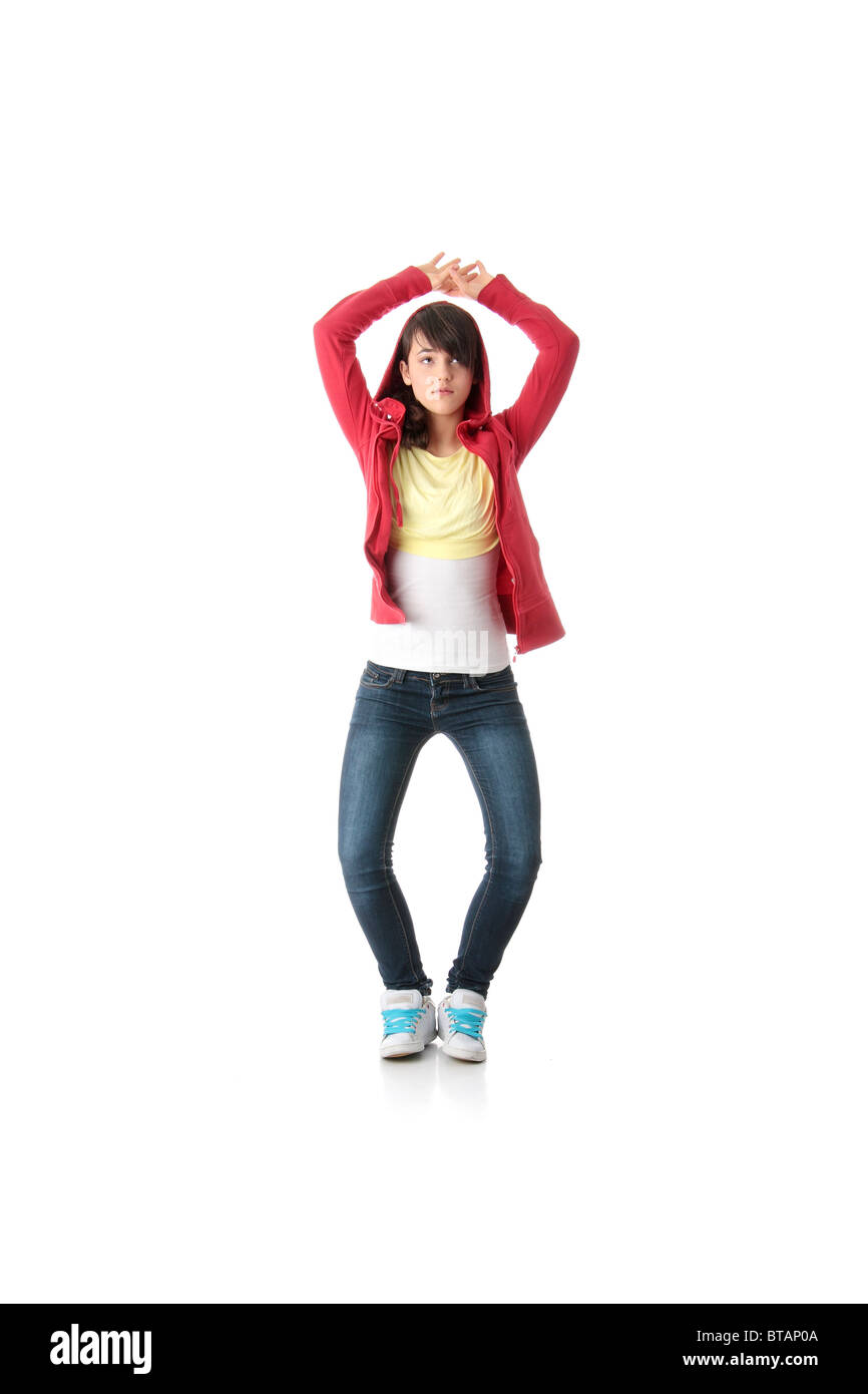 Young pop dancer, isolated on white background Stock Photo - Alamy