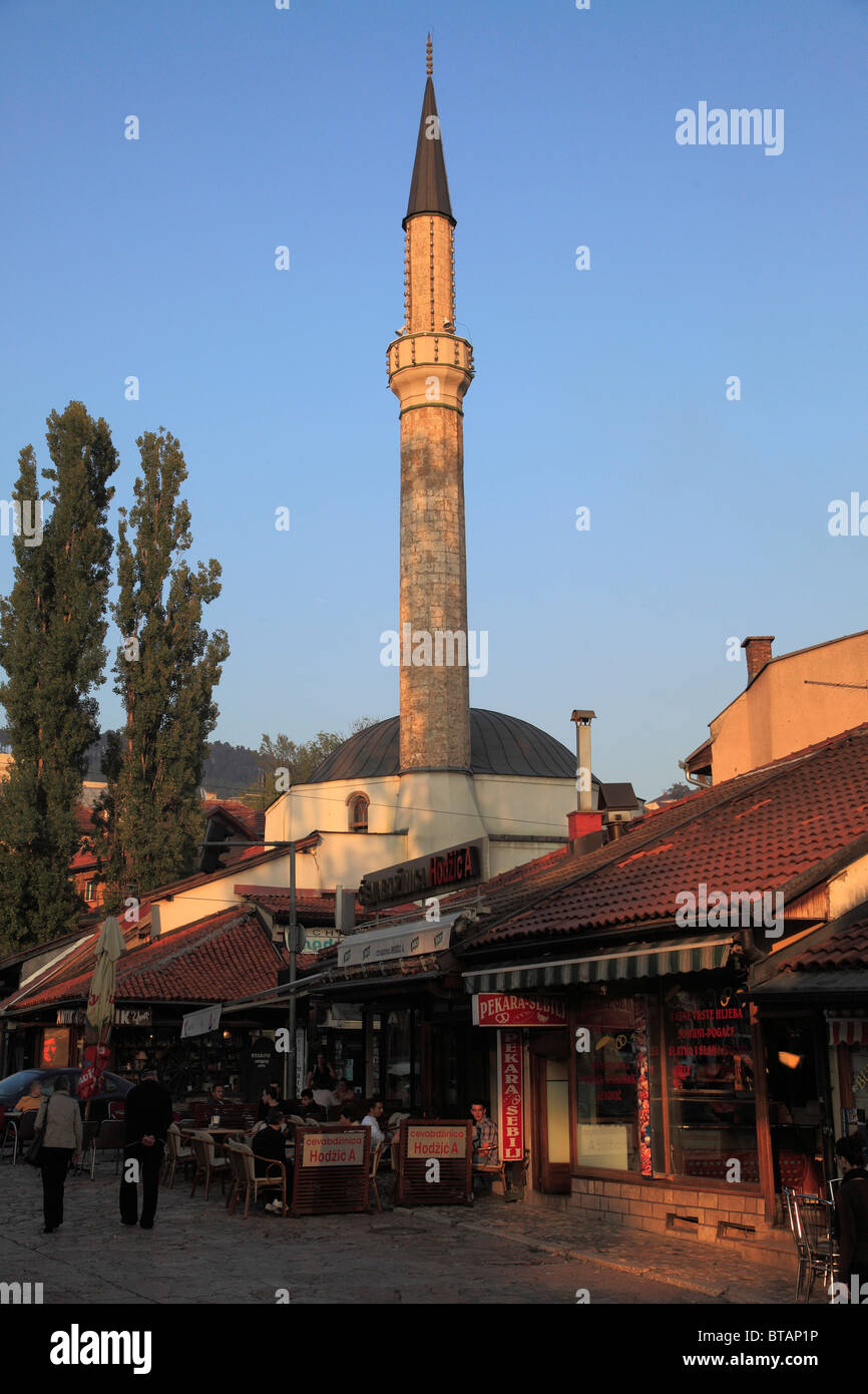 Bosnia and Herzegovina, Sarajevo, Bascarsija Quarter, mosque, cafe ...