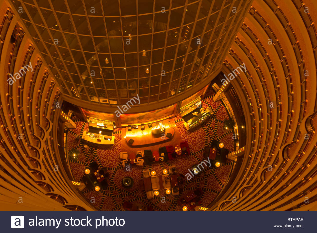 The interior courtyard atrium of the Grand Hyatt Shanghai Hotel Stock ...