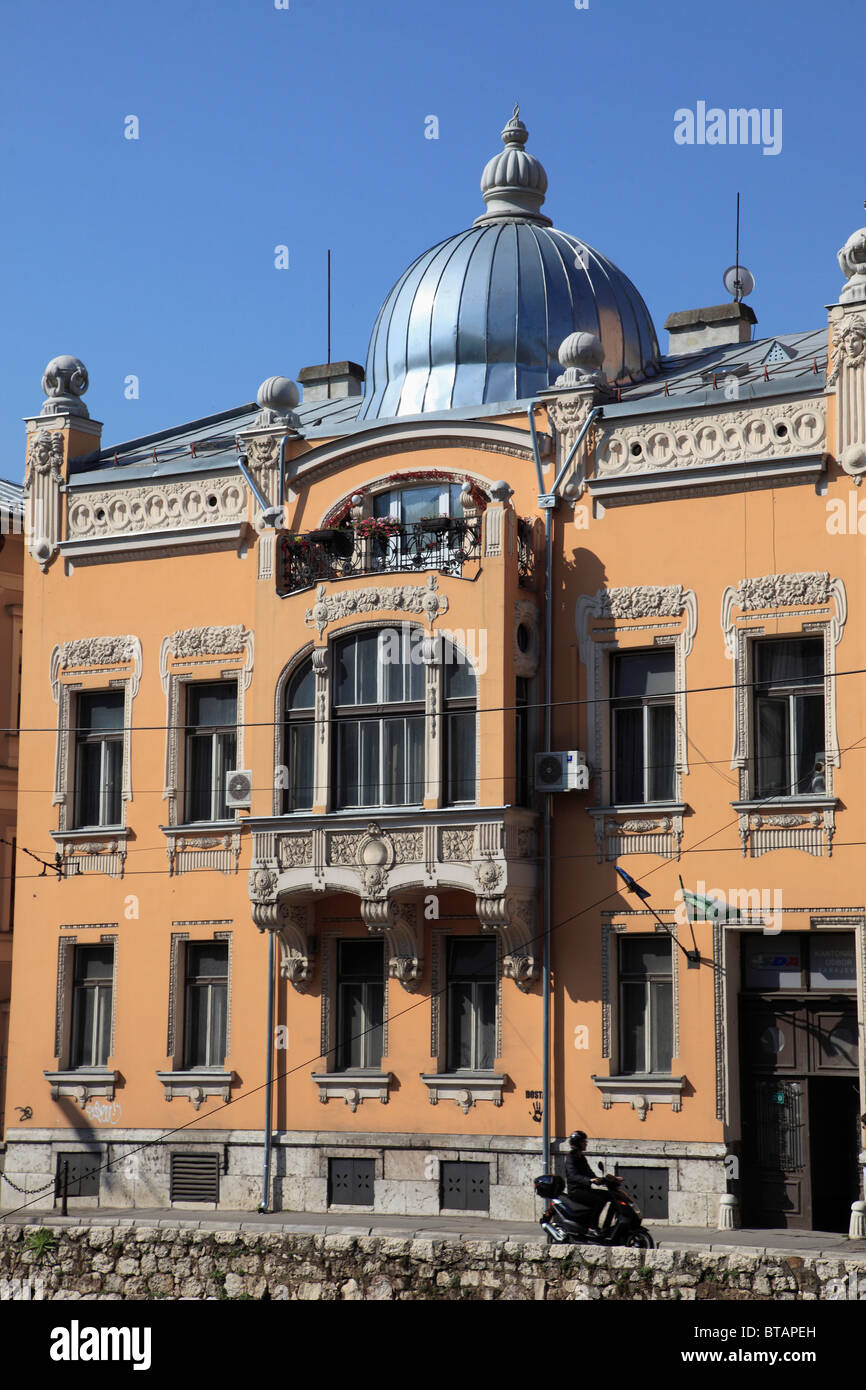 Bosnia and Herzegovina, Sarajevo, street scene, historic architecture ...