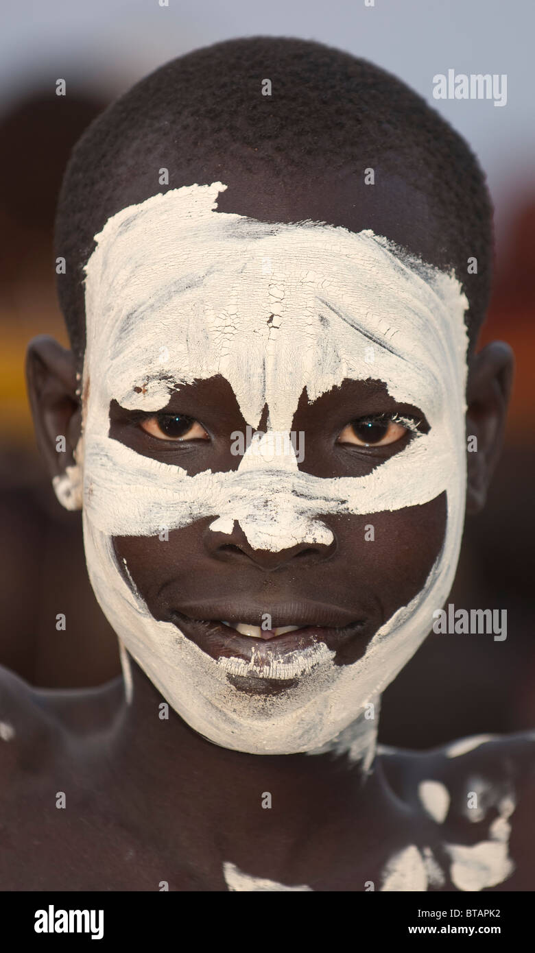 Portrait of a Nyangatom (Bumi) boy with painted face, Omo river Valley ...