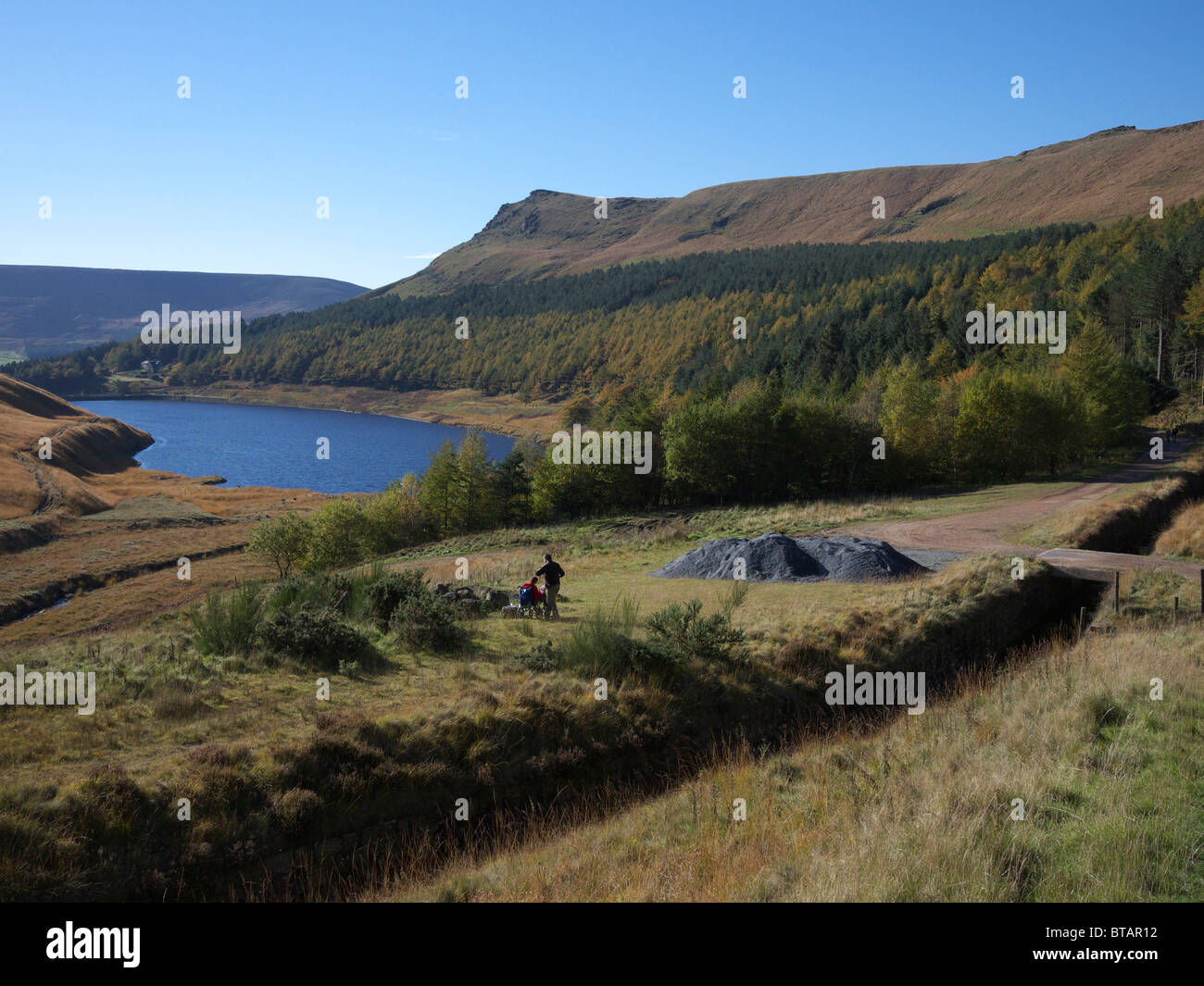 View of Yeoman Hey Reservoir and surrounding area, Greenfield, Oldham ...