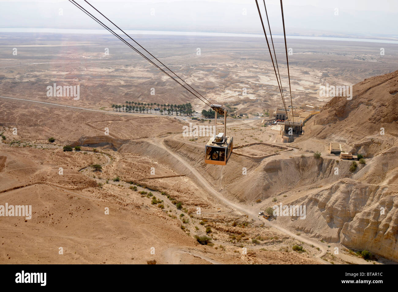 Masada cable car from the visitors center to the top Stock Photo - Alamy