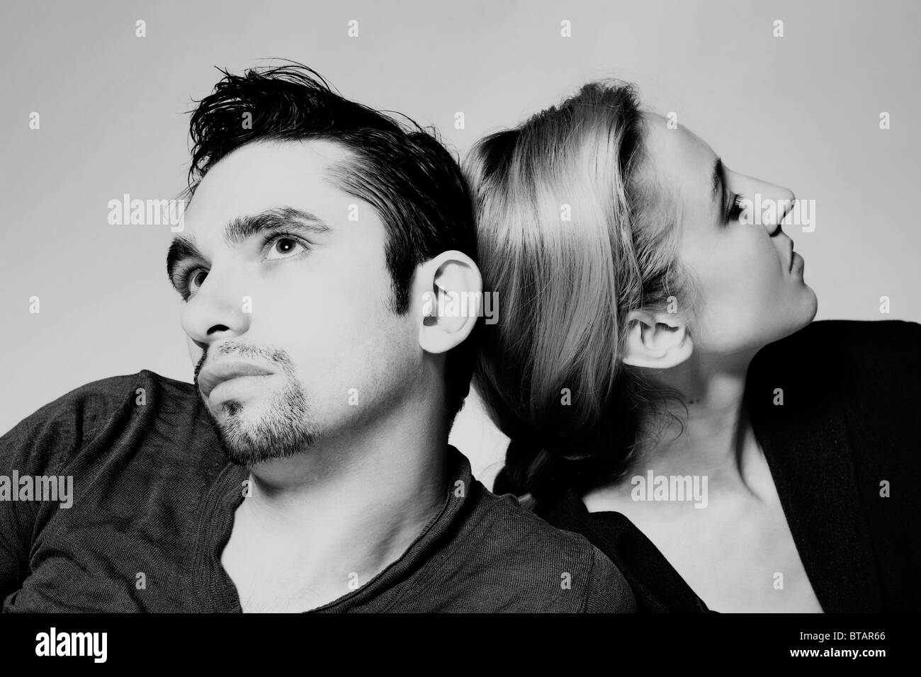 Monochrome Portrait of Young beautiful couple in love close up Stock ...