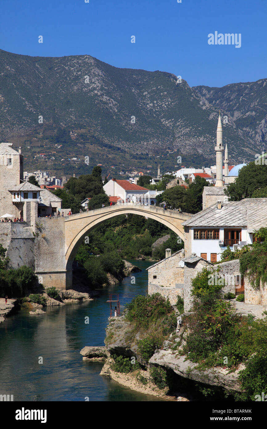Bosnia and Herzegovina, Mostar, Old Bridge, Neretva River Stock Photo ...
