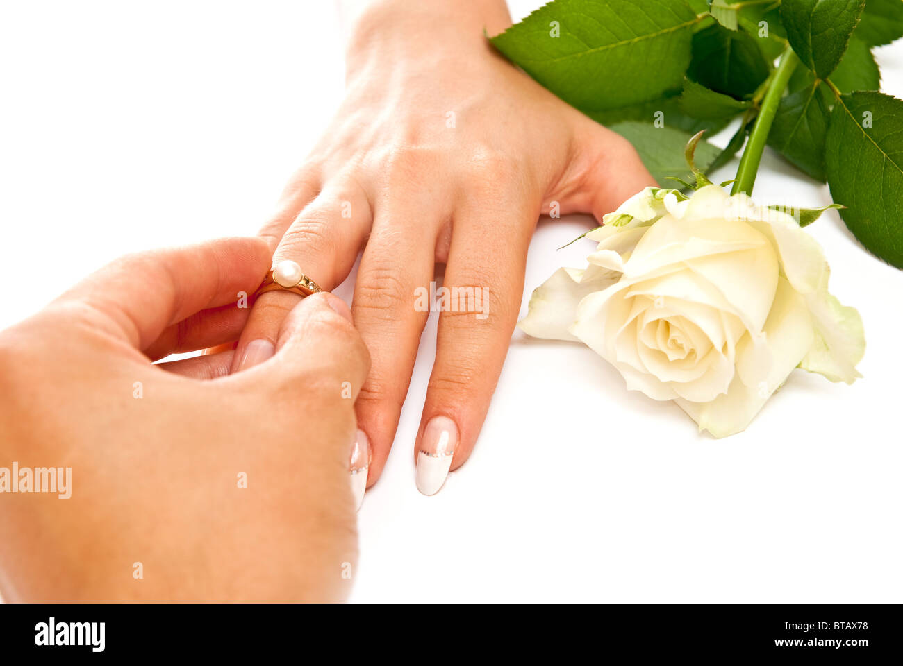 Female hand wedding ring isolated hi-res stock photography and images ...