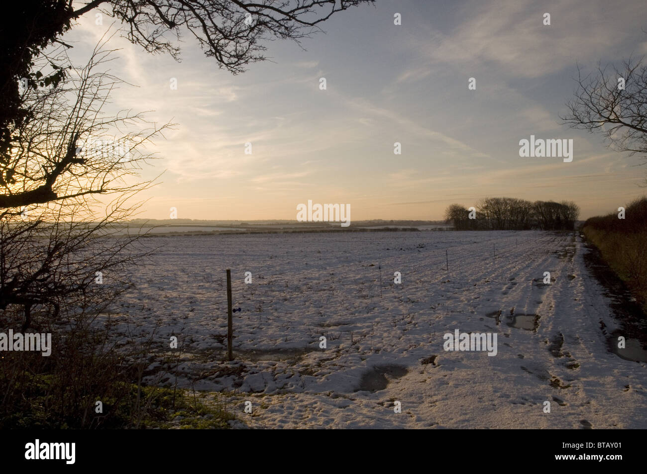 Winter sunset, Warham, North Norfolk Stock Photo - Alamy