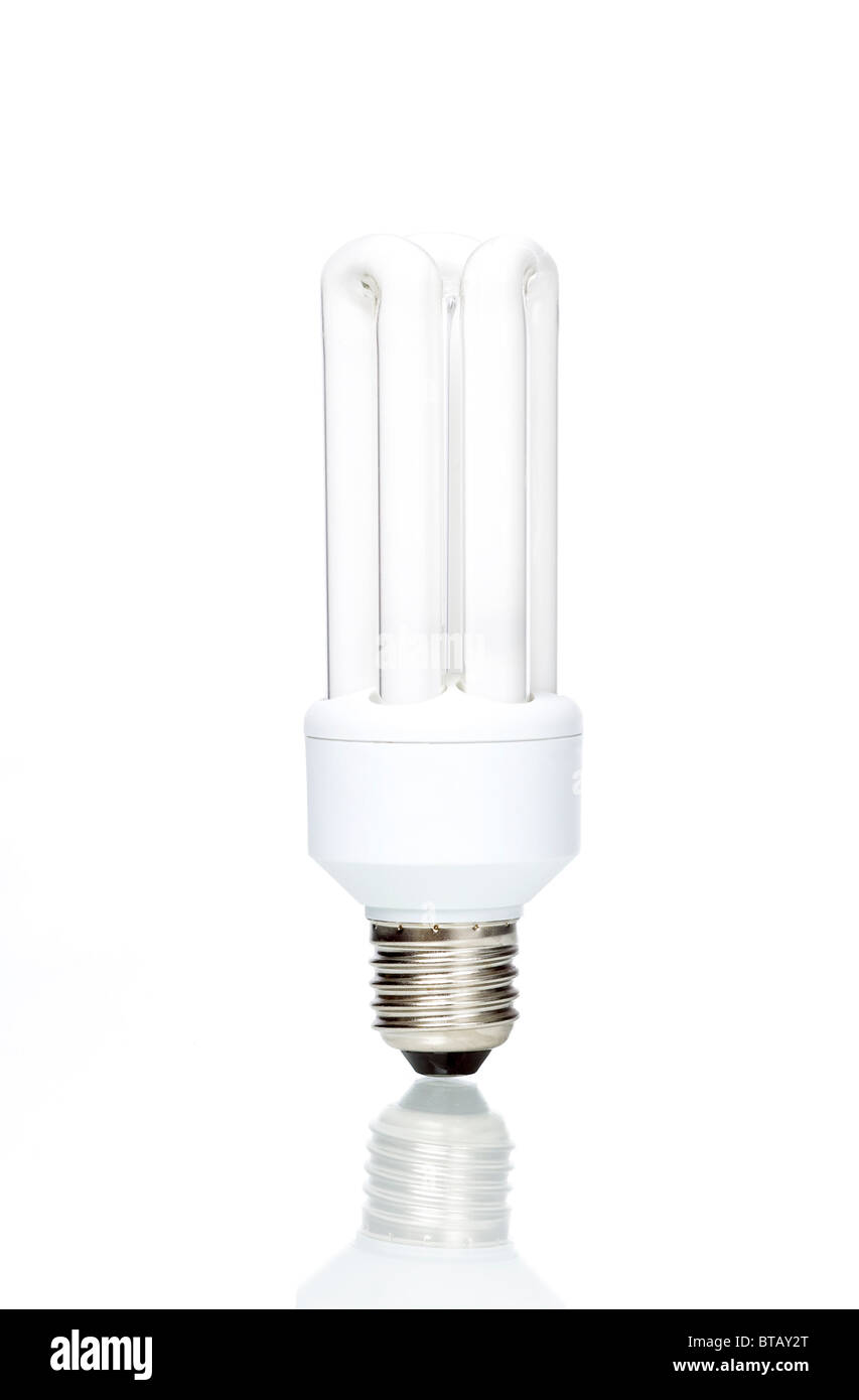 Power safe economic bulb portrait isolated on white background Stock ...