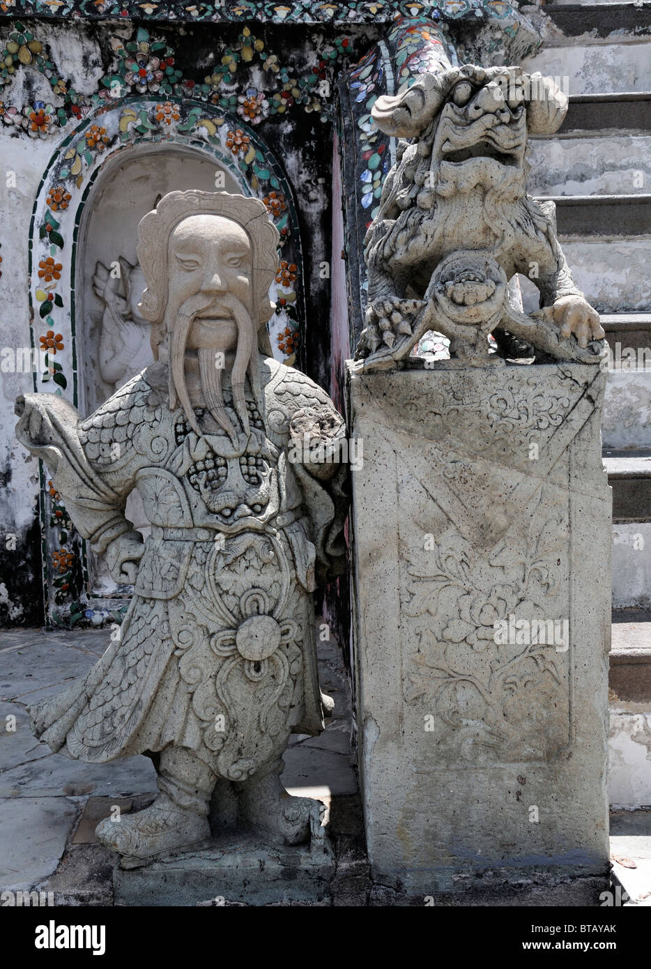 Wat Arun Temple of the dawn bangkok thailand ornate warrior guard ...