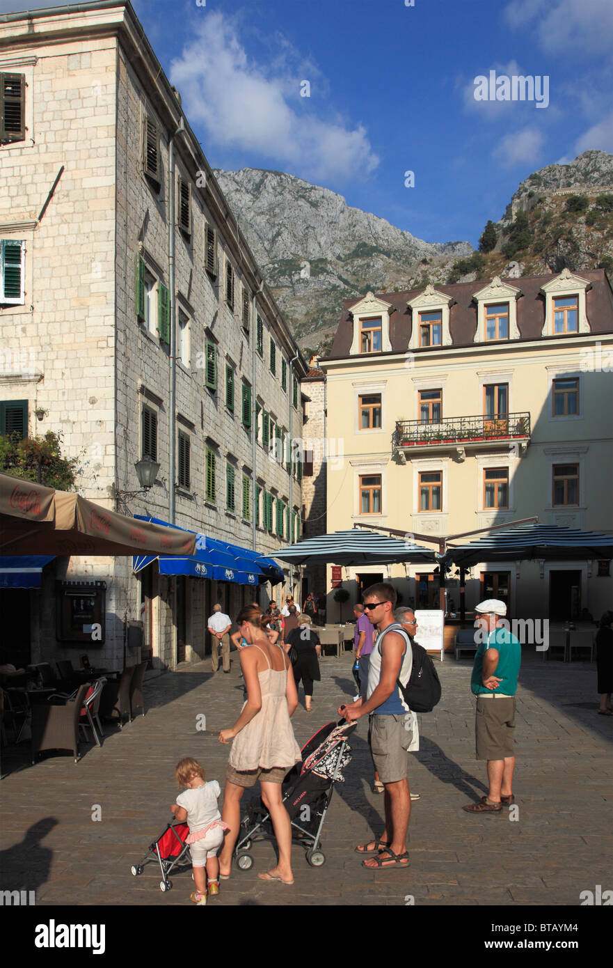 Montenegro, Kotor, Square of Arms, street scene, people Stock Photo - Alamy