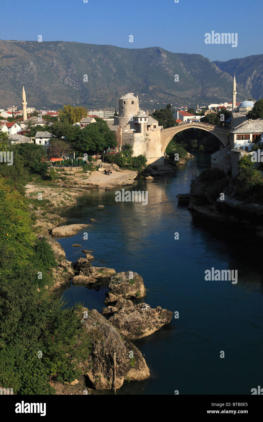 Bosnia and Herzegovina, Mostar, Neretva River Valley, Old Bridge Stock ...