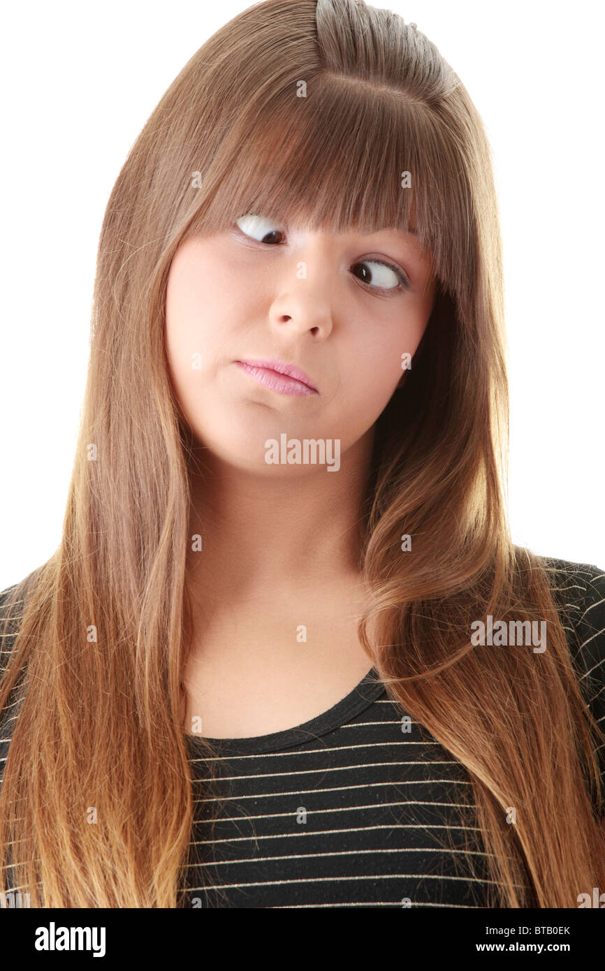 Woman's Face with a extreme grimace. Isolated Stock Photo - Alamy