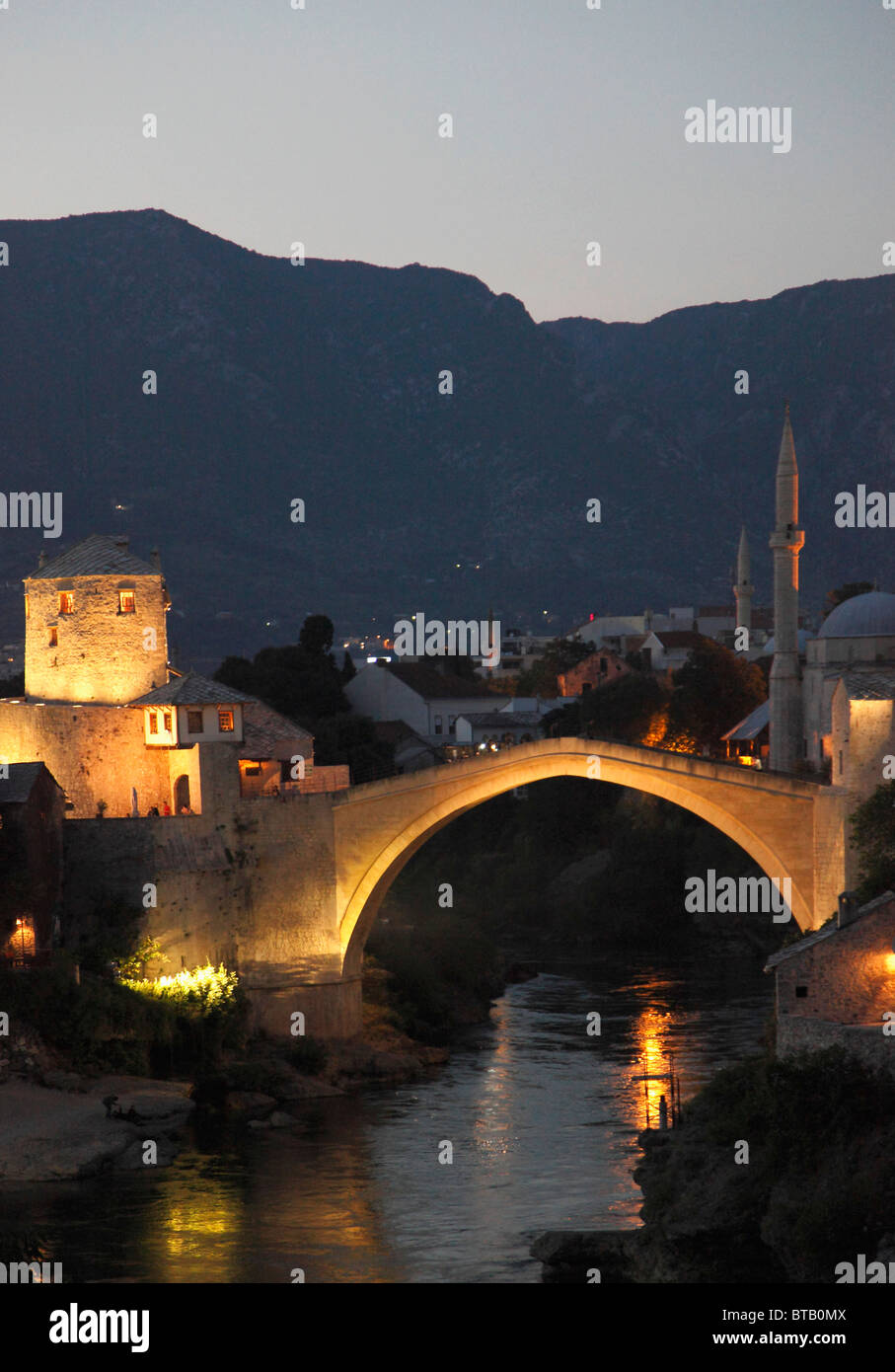 Bosnia and Herzegovina, Mostar, Old Bridge, Neretva River Stock Photo ...