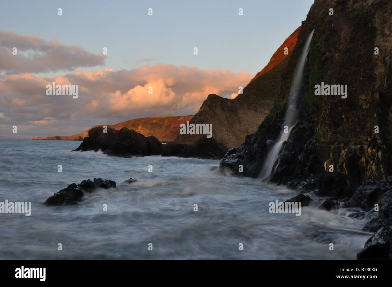 Waterfall at Tresaith beach, Aberporth, Ceredigion, Wales, United ...