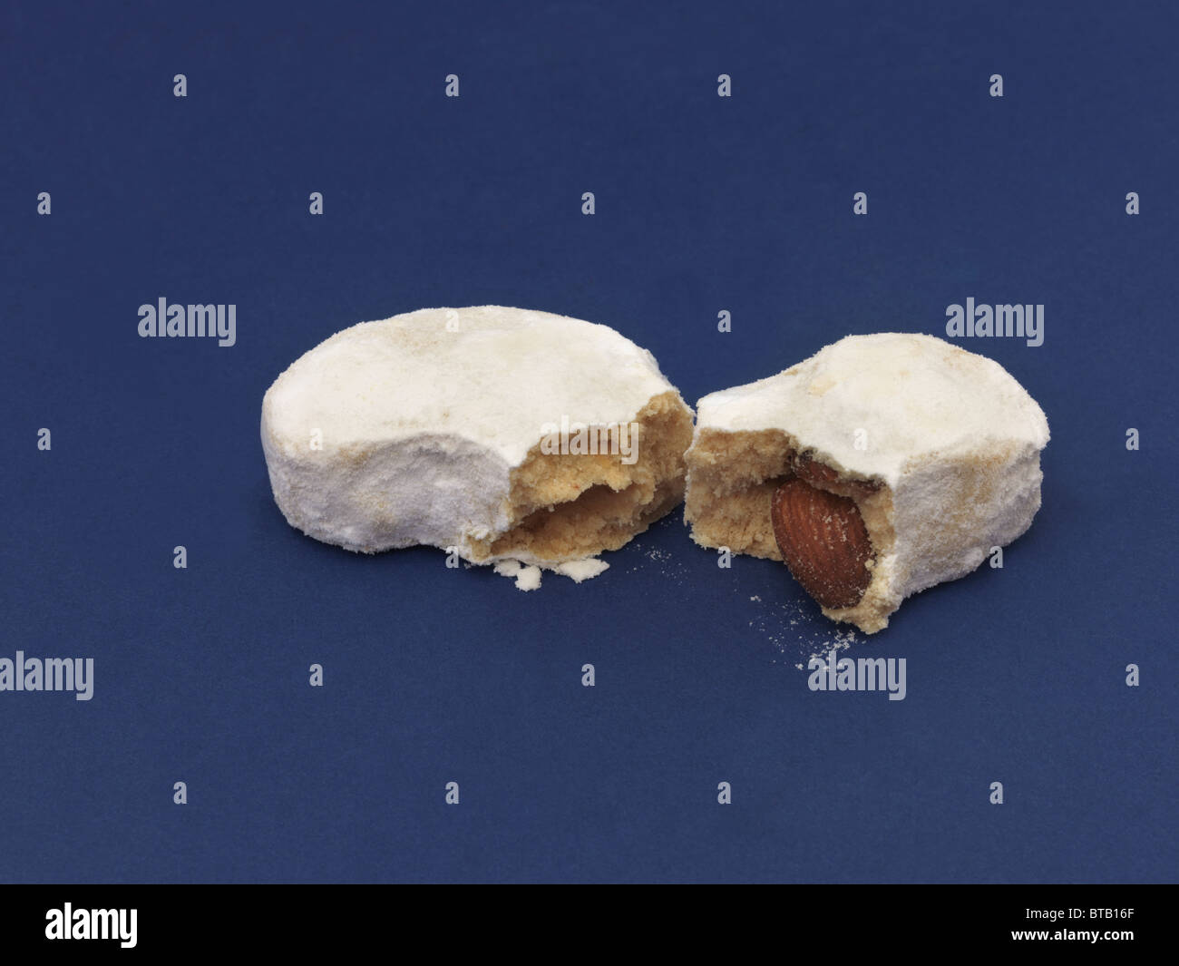 Kourabies Greek Biscuit Broken In Half To Show Almond Stock Photo - Alamy
