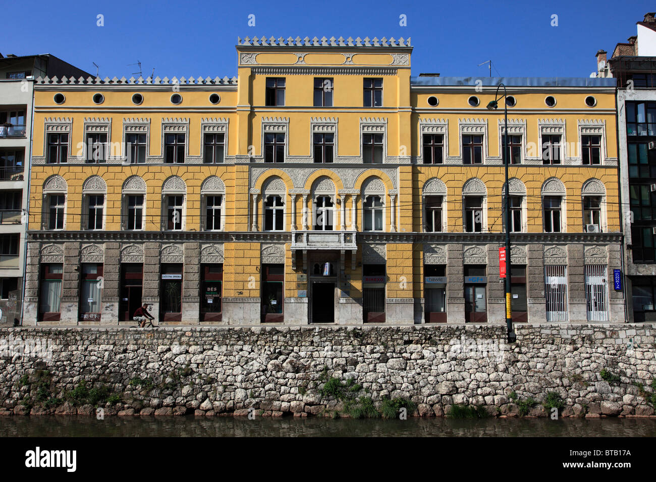 Bosnia and Herzegovina, Sarajevo, street scene, historic architecture ...