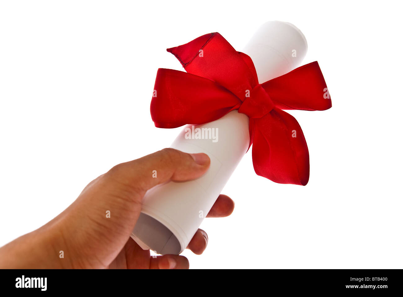 Diploma with red ribbon Stock Photo - Alamy