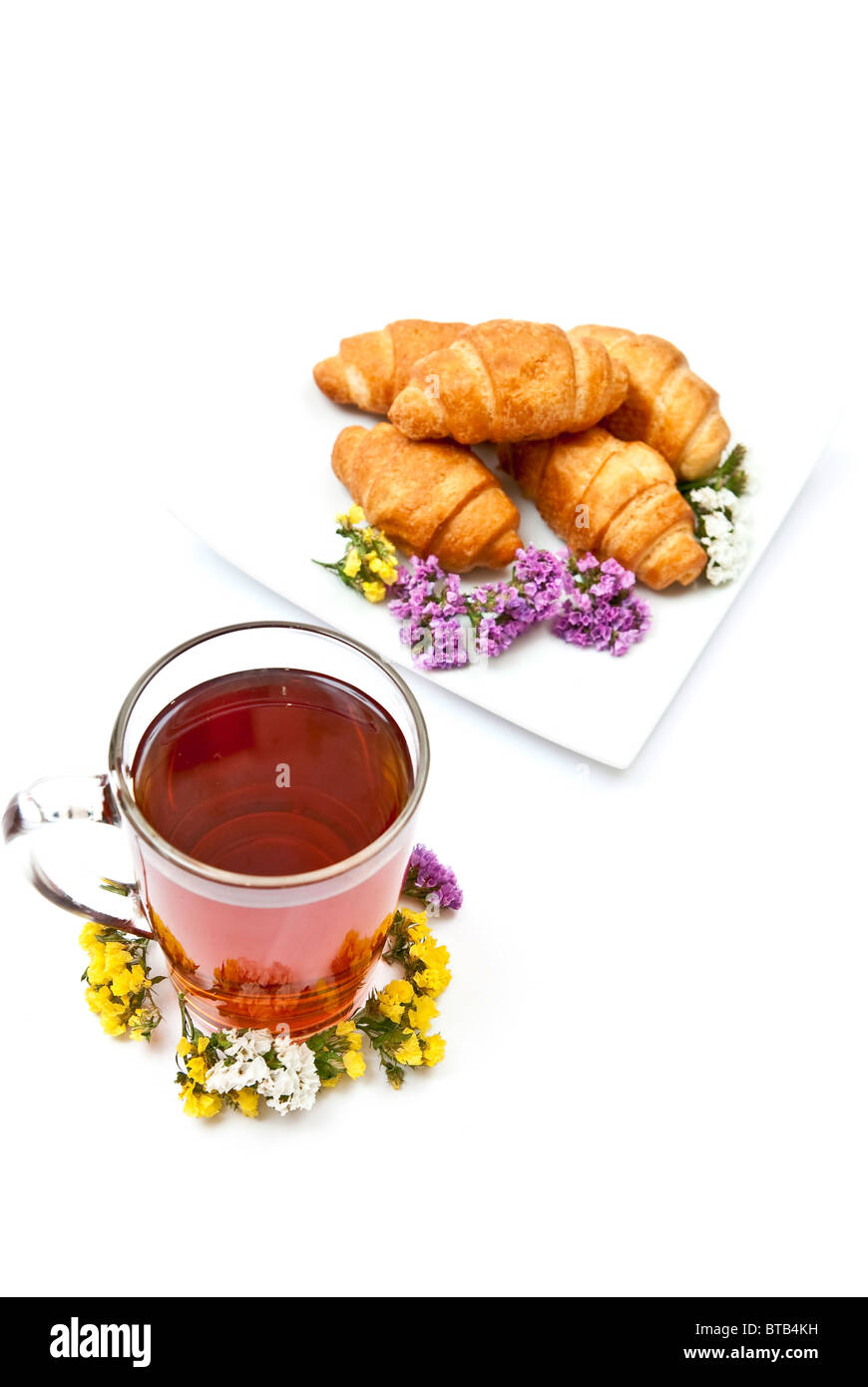 Tea and croissants Stock Photo - Alamy