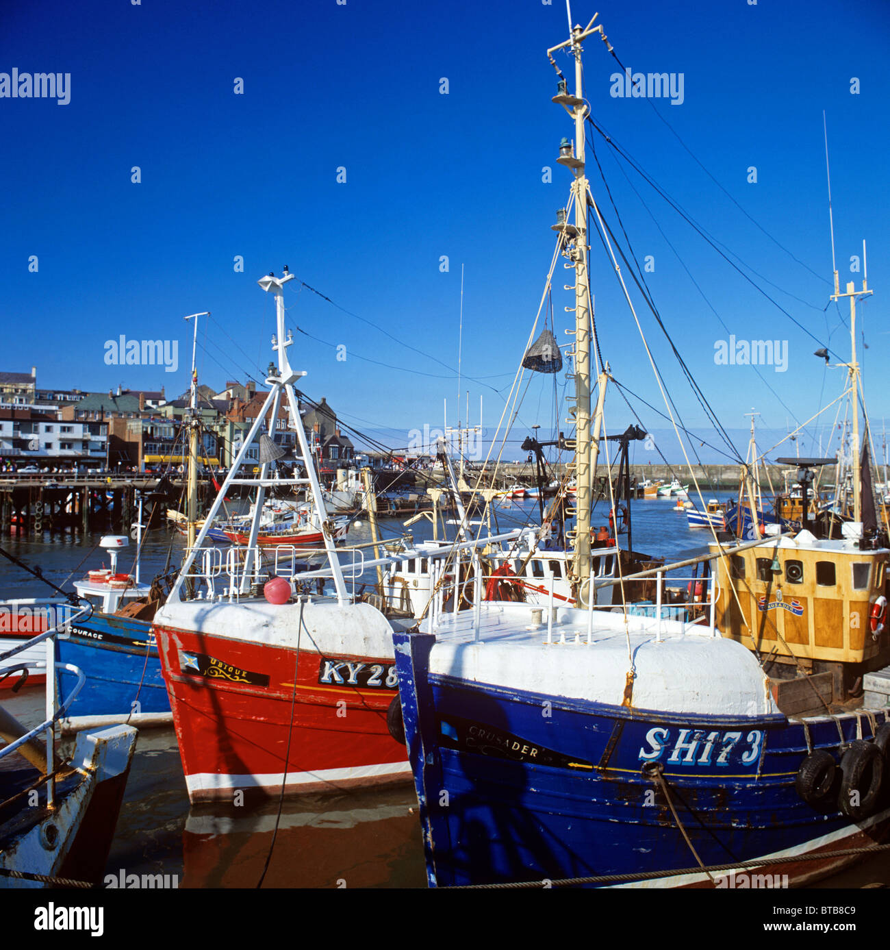 Bridlington Fishing boats in the harbour on the northeast resort of ...