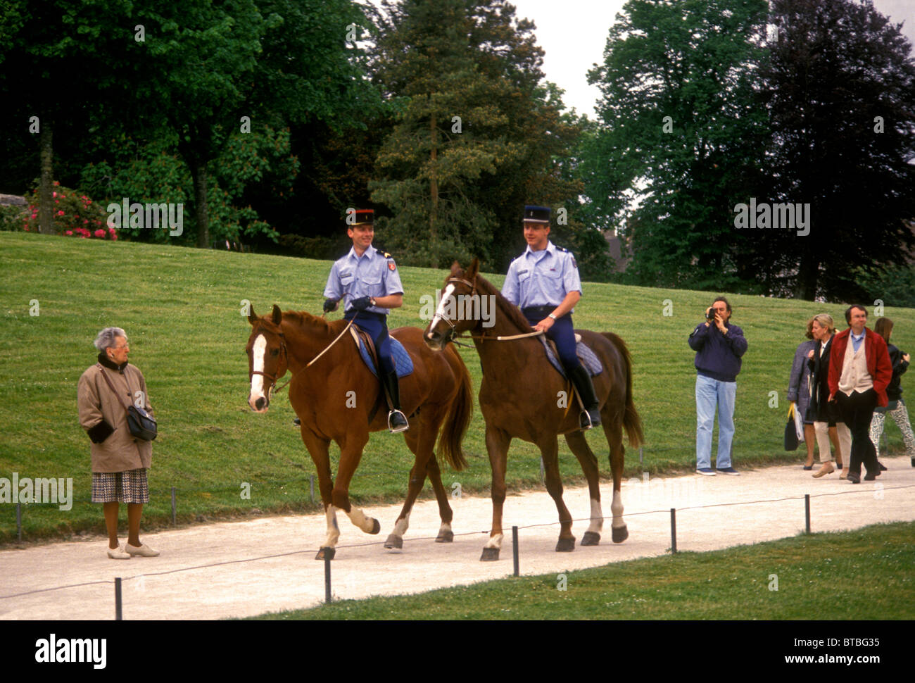French policemen, French police, on horseback, security detail ...