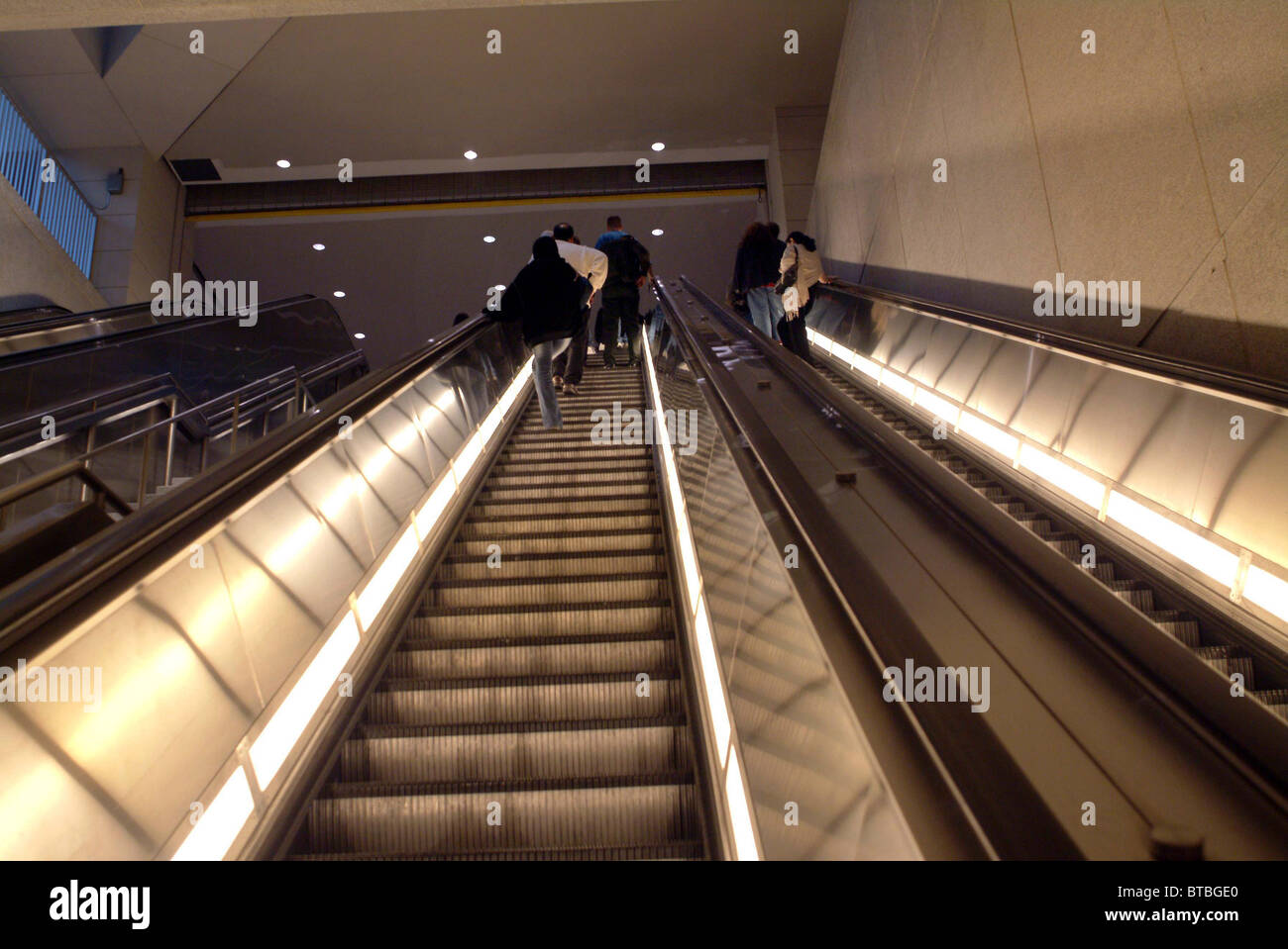 Deep Escalator in Washington DC, Metro subway Stock Photo - Alamy