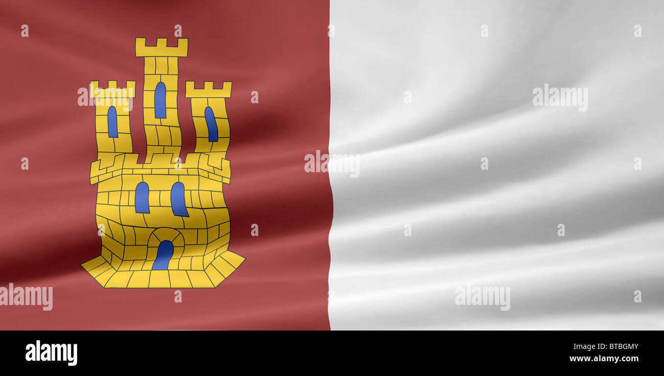 Very large flag of Castile-La Mancha Stock Photo - Alamy