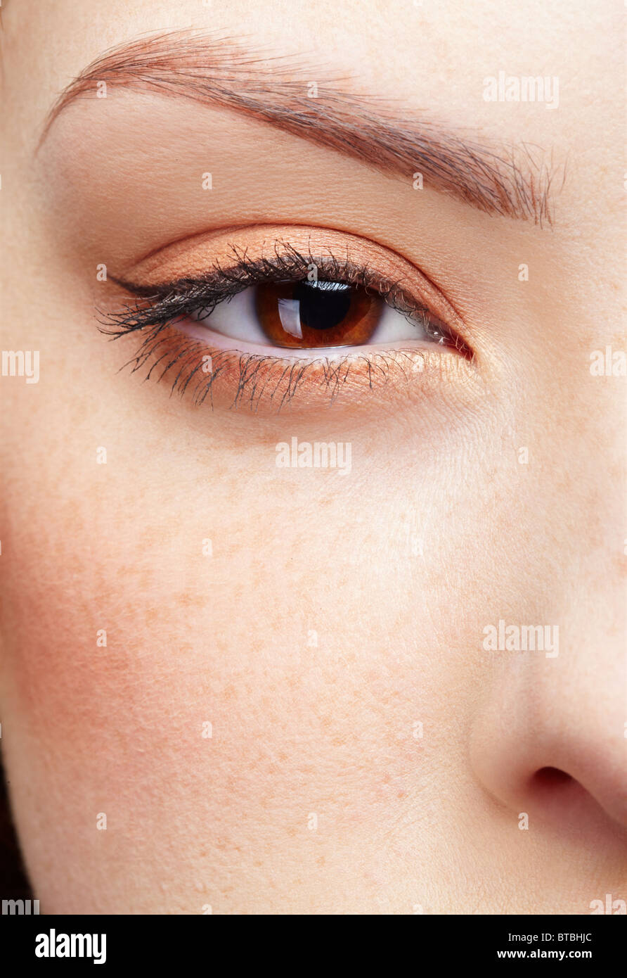 half-face portrait of pale freckled girl Stock Photo - Alamy