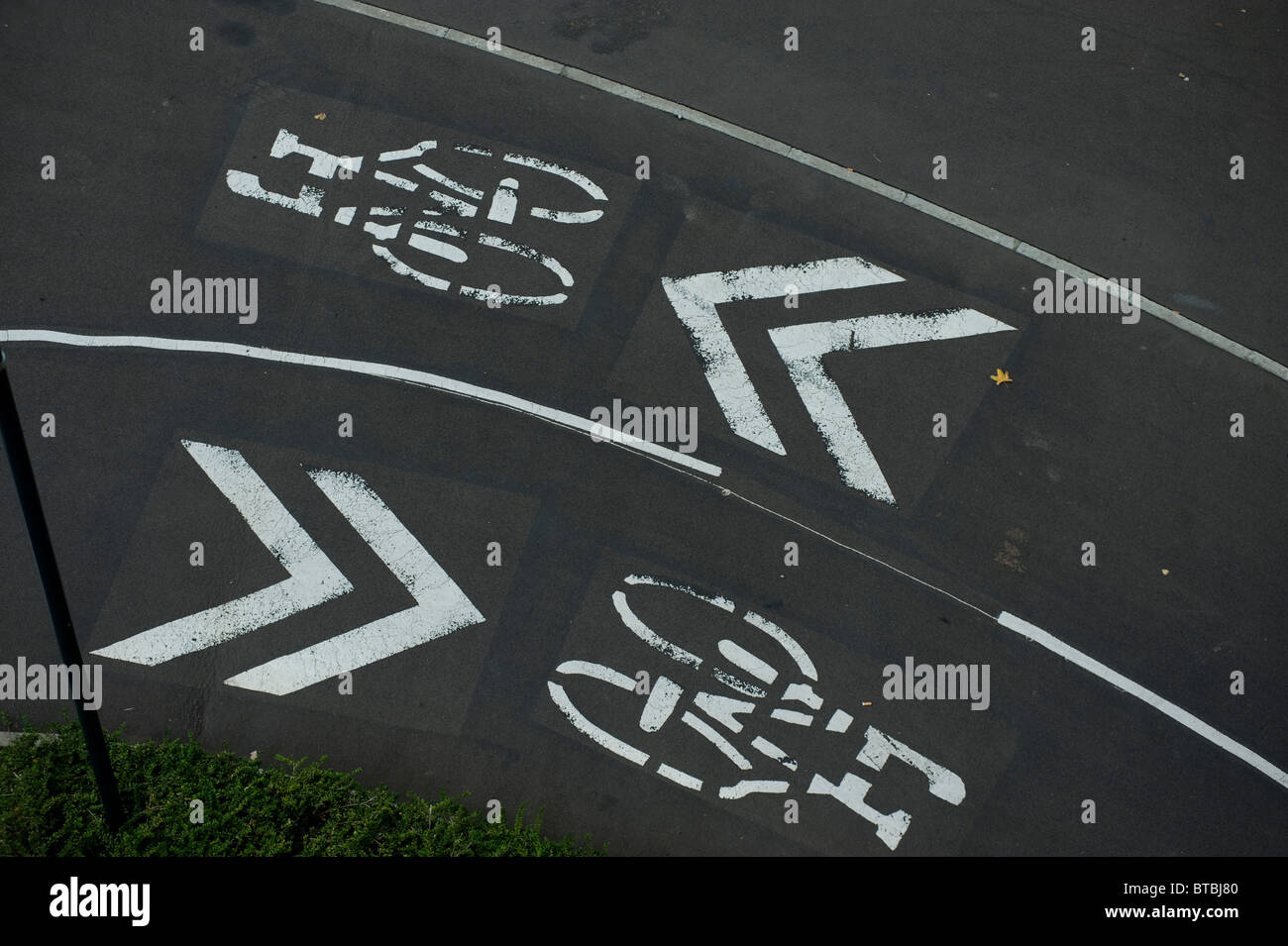 Paris, France, Overview Pavement, Close up, Street with Bike Lane ...