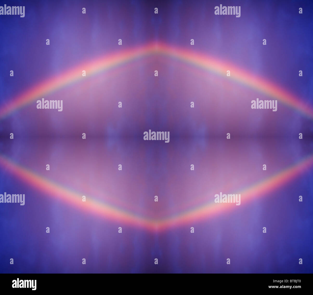 Rainbow in dark clouds emits purple, pink, yellow and green light Stock ...