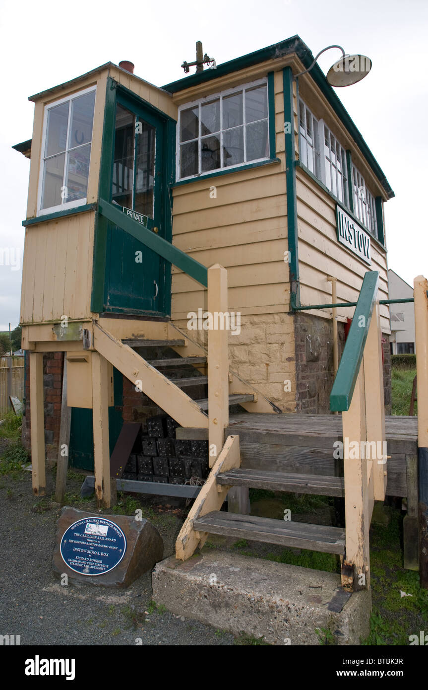 Redundant railway signal box at old station at Instow North Devon which ...
