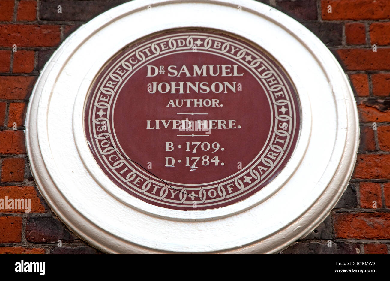 Plaque on Dr Samuel's Johnson's house in Gough Square, London Stock ...