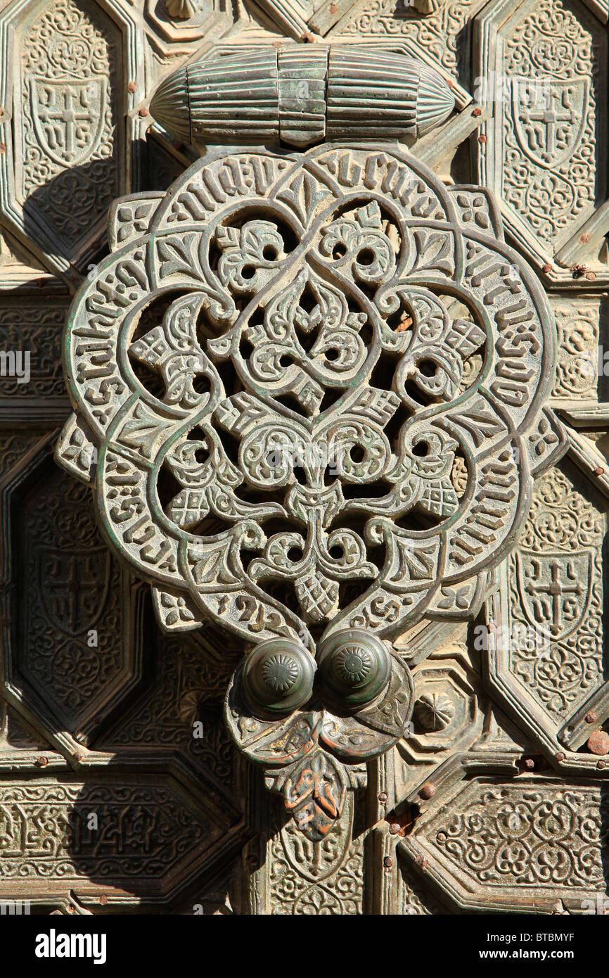 Metal door handle of the Mezquita Mosque and Cathedral in Cordoba ...