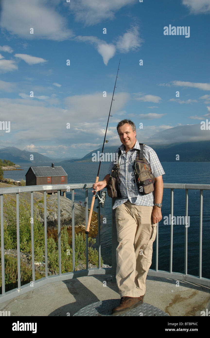 Fisherman on bridge across bergsoyfjorden hi-res stock photography and ...